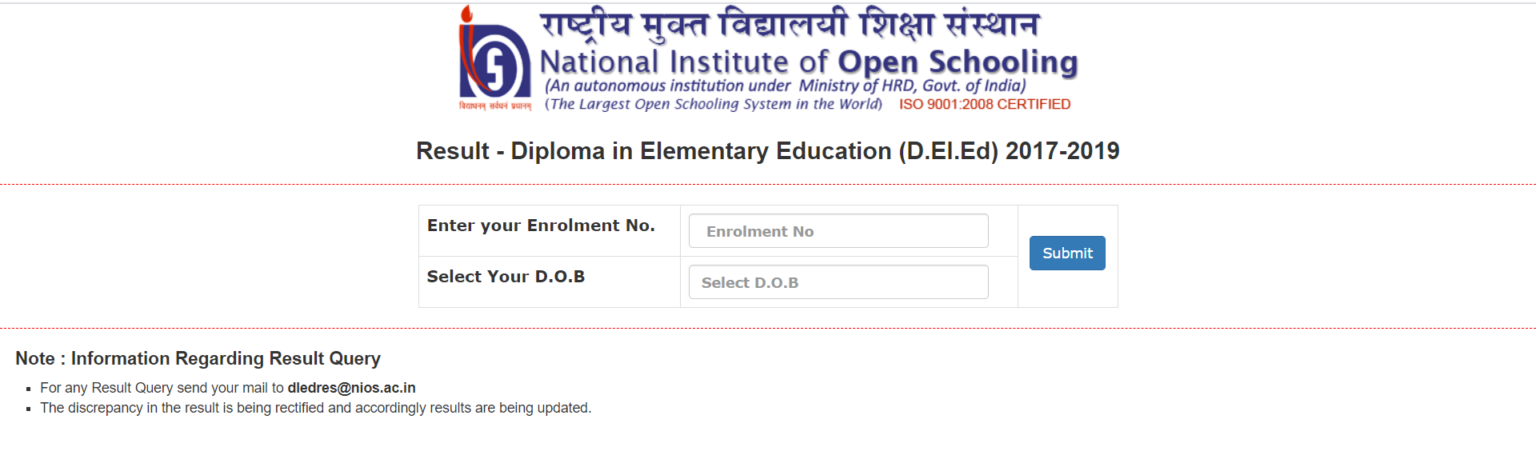 NIOS Deled Result 2020