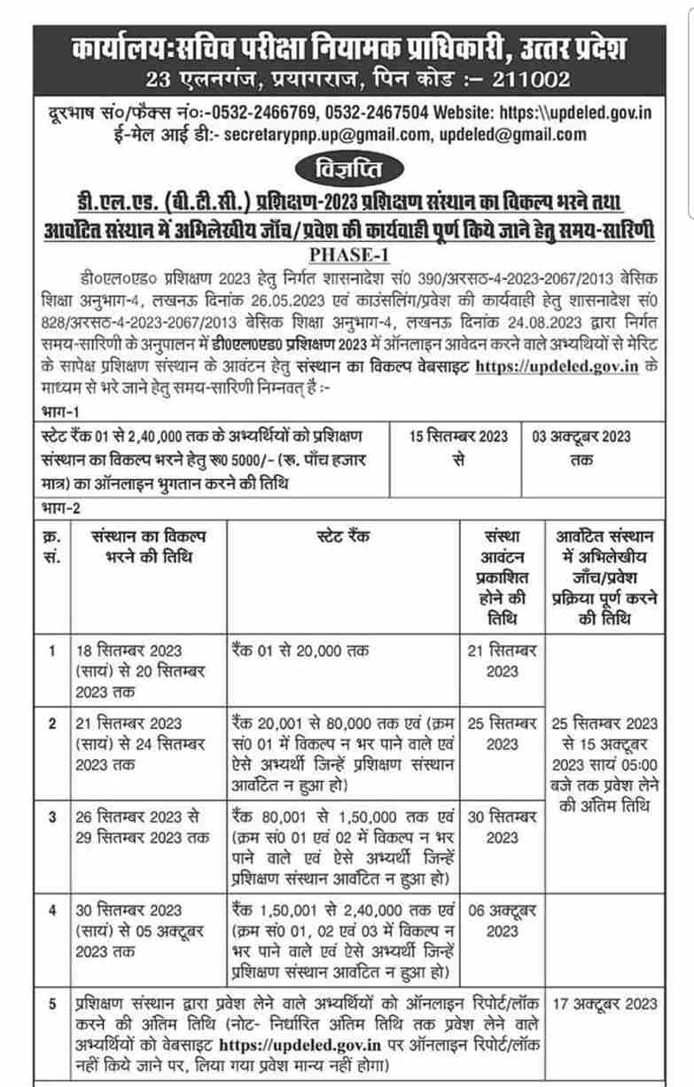 up deled counselling schedule 2024 » DELED RESULT 2025